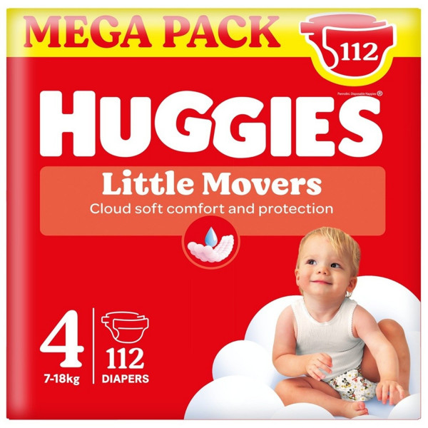 Huggies pelene little movers BOX 4  7-18, 112kom