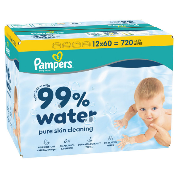 Pampers baby vlazne maramice Aqua Water 12x60 kom