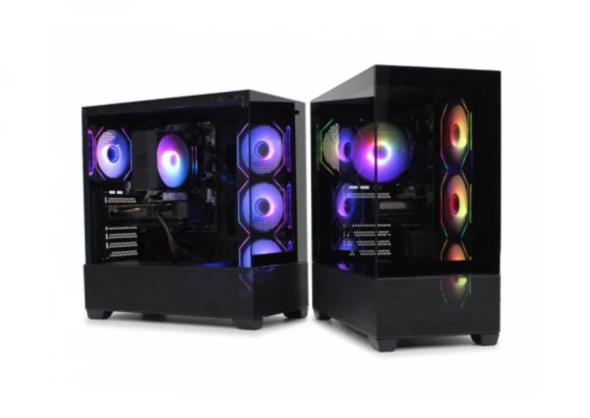 Kucište IG MAX X218B-4F BLACK HORIZON GLASS Midi Tower/ATX/Micro ATX/E-ATX/ITX/bez napajanja/crna