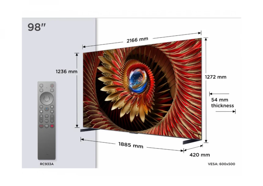 Televizor TCL 98C8K/MiniLED-QLED/98"/4K UHD/144Hz/Google TV/crna