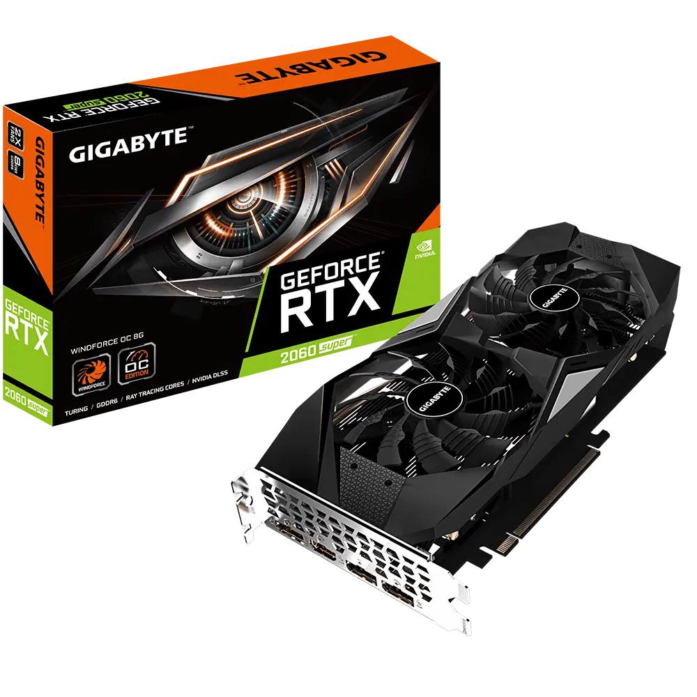 GIGABYTE Grafička karta RTX2060 GV-N206SWF2OC-8GD 1.1 NVD/8GB/GDDR6/256bit/crna