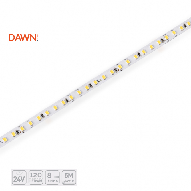 DAWN LED TRAKA HL 2835-120-WW 24V IP20 (5MET, 12W/M, 8MM)