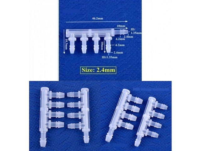 Spojnica sa 4 izlaza za akvarijumsko crevo fi 2,4 mm