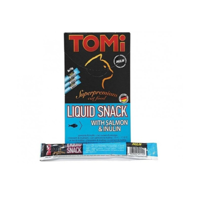 Tomi Liquid Snack Tečna Poslastica za Mačke sa Lososom i Inulinom 8x15g