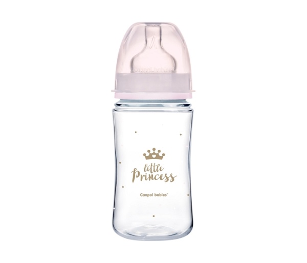Flašica 240ml Široki Vrat PP Antikolik 3m+ Roze Canpol Babies Royal Baby 35/234_pin