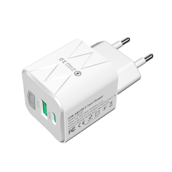 Univerzalni brzi Pd punjač 1xUSB-C/PD + 1xUSBA/QC3 USBP370
