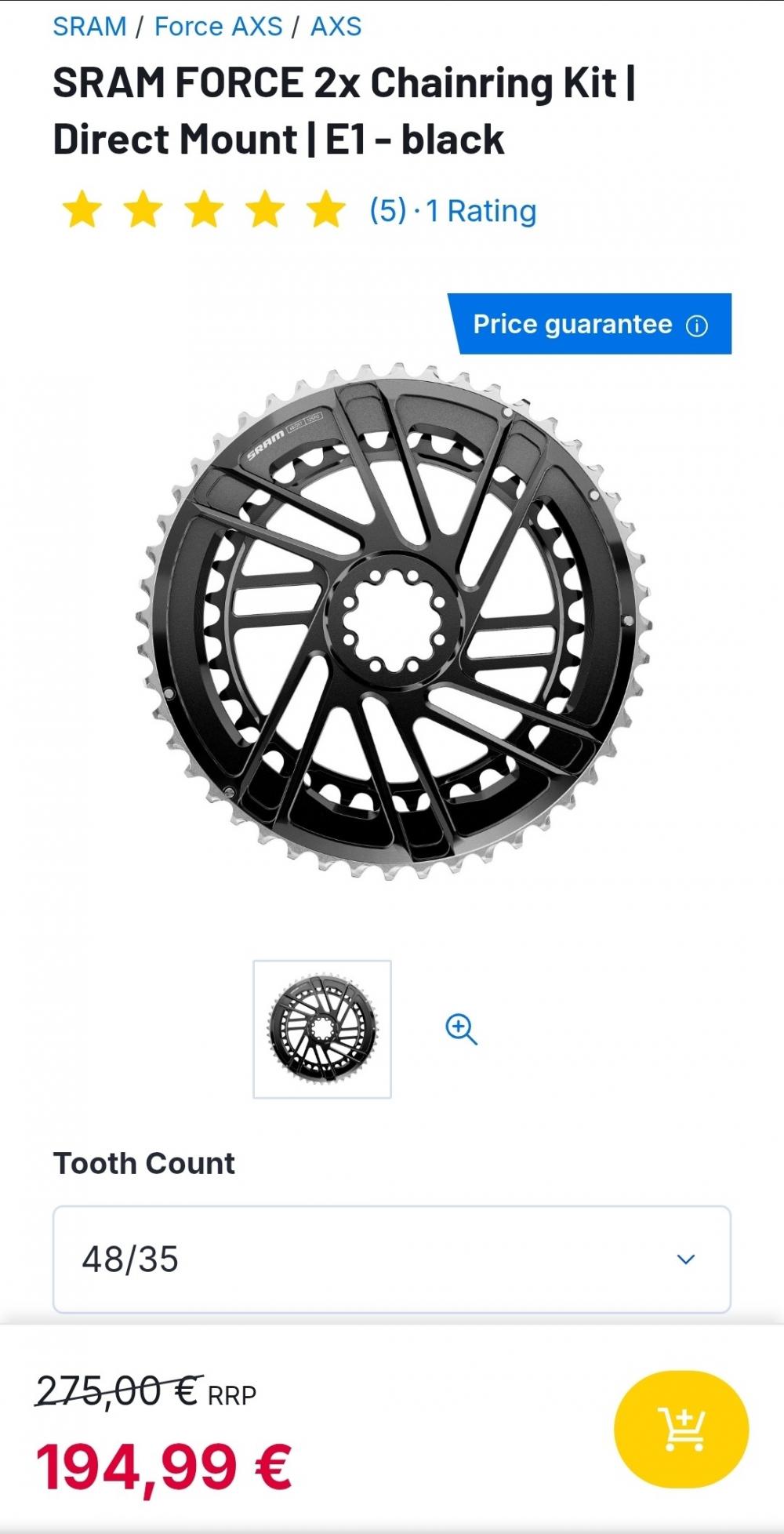 SRAM FORCE 2x Chainring Kit | Direct Mount | E1