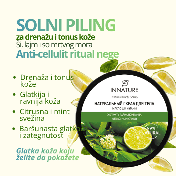 Solni piling za telo za drenažu i tonus kože Ši i lajm 250 ml