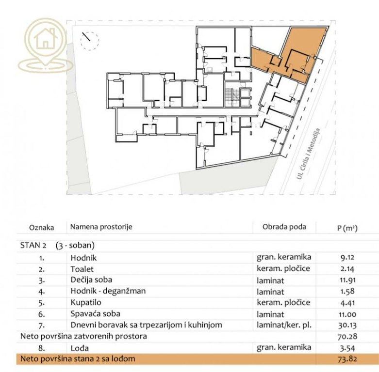 Trosoban stan, Niš - Filozofski fakultet | Prodaja · 74m² · 184.550€