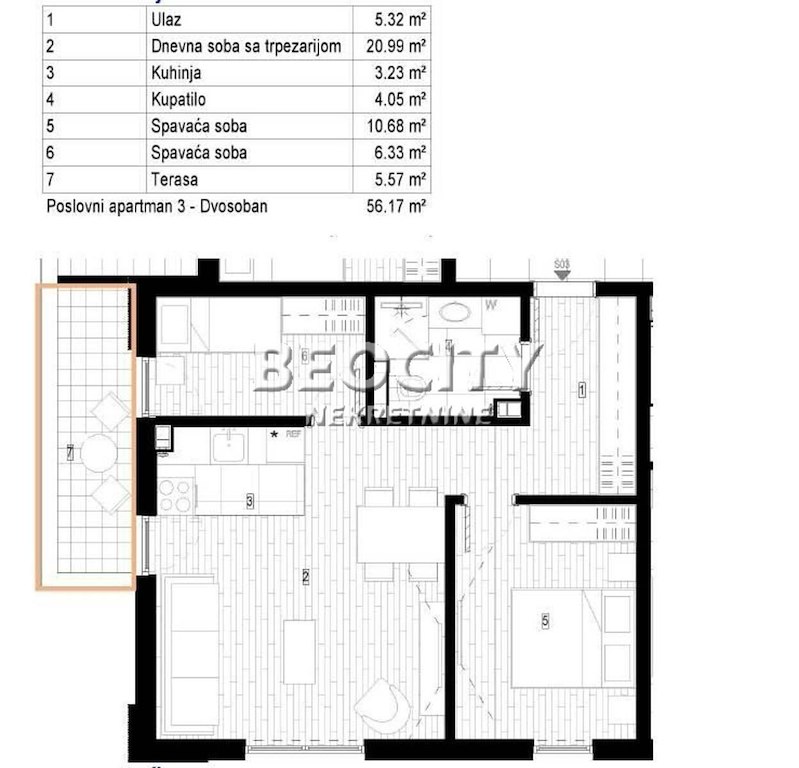 Dvosoban stan, Beograd - Radiofar | Prodaja · 56m² · 103.600€