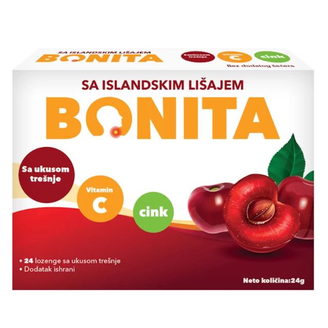BONITA LOZENGE Trešnja – Prirodna zaštita i regeneracija grla (24 lozenge)