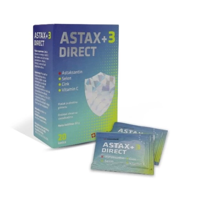 ASTAX +3 DIRECT – Revolucionarni antioksidans za imunitet i zaštitu ćelija (20 kesica)
