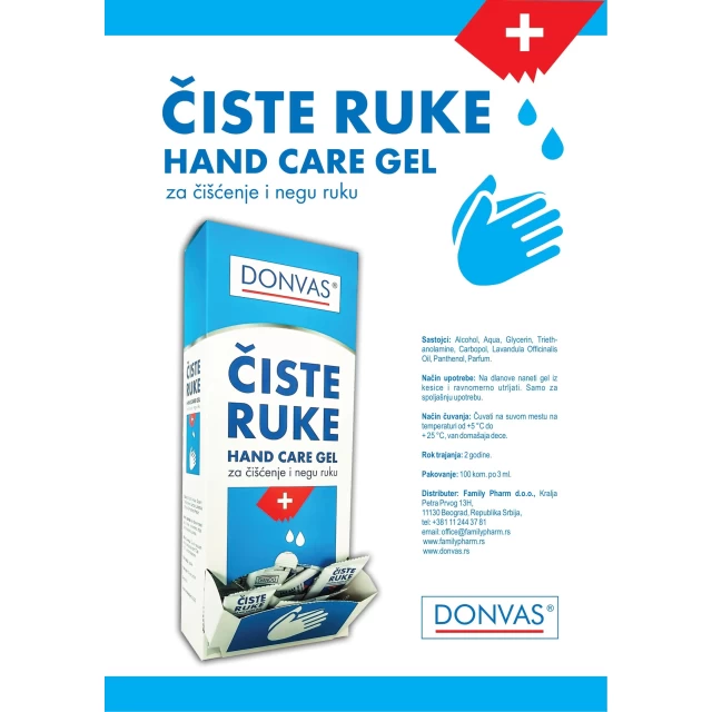 ČISTE RUKE HAND CARE GEL (100 x 3ml) – Praktično rešenje za čistoću i negu u svakom trenutku