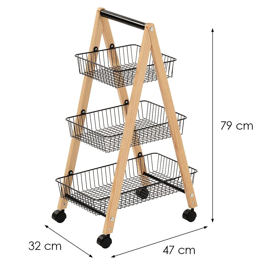 Kolica sa tockovima sa 3 police