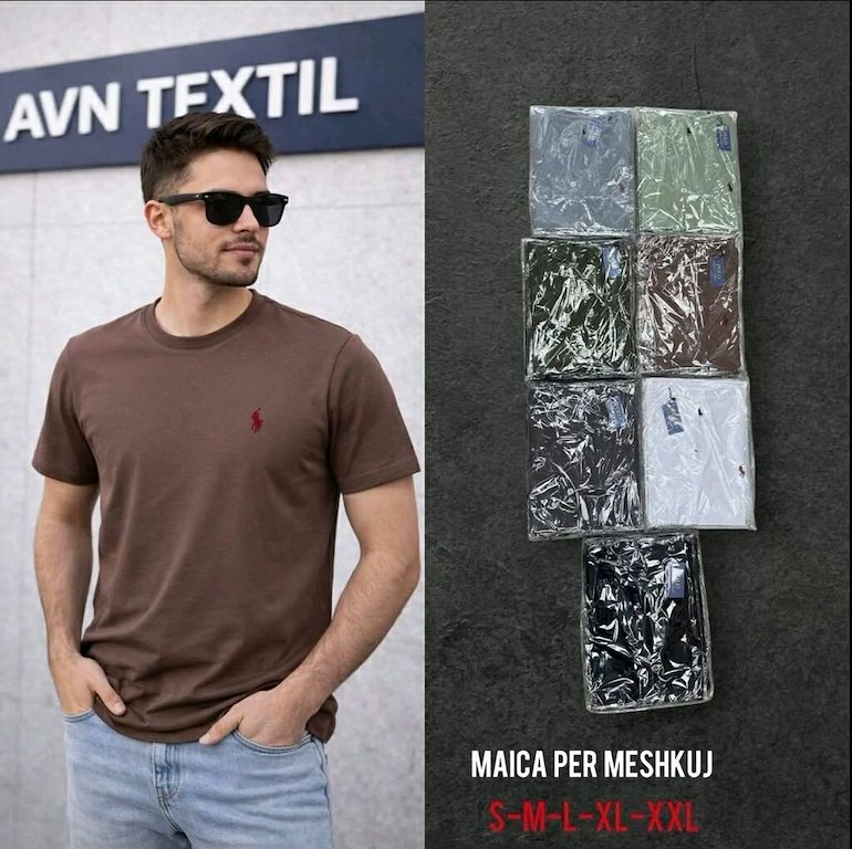 Muške pamučne majice kratkih rukava sa okruglim izrezom. Diskretan