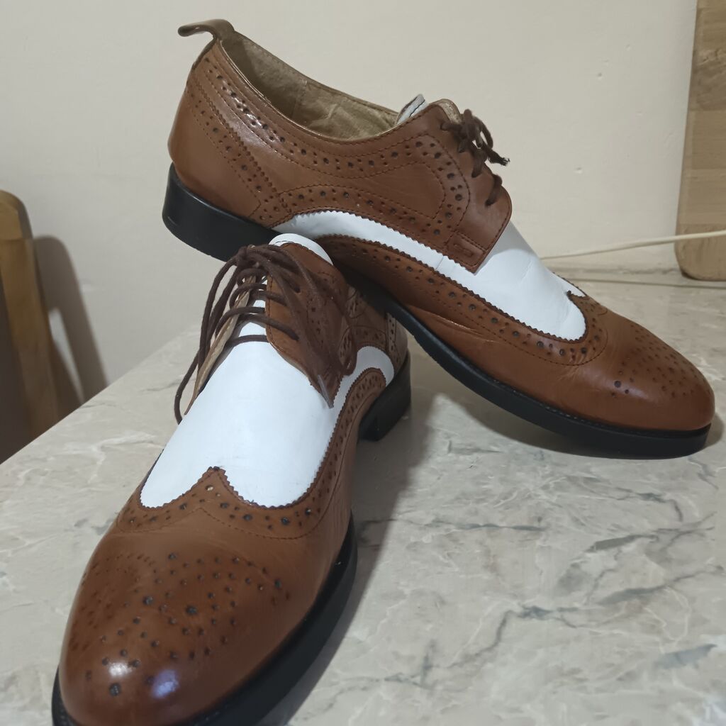 Muške klasične cipele – brown/bele „spectator” brogue - Model