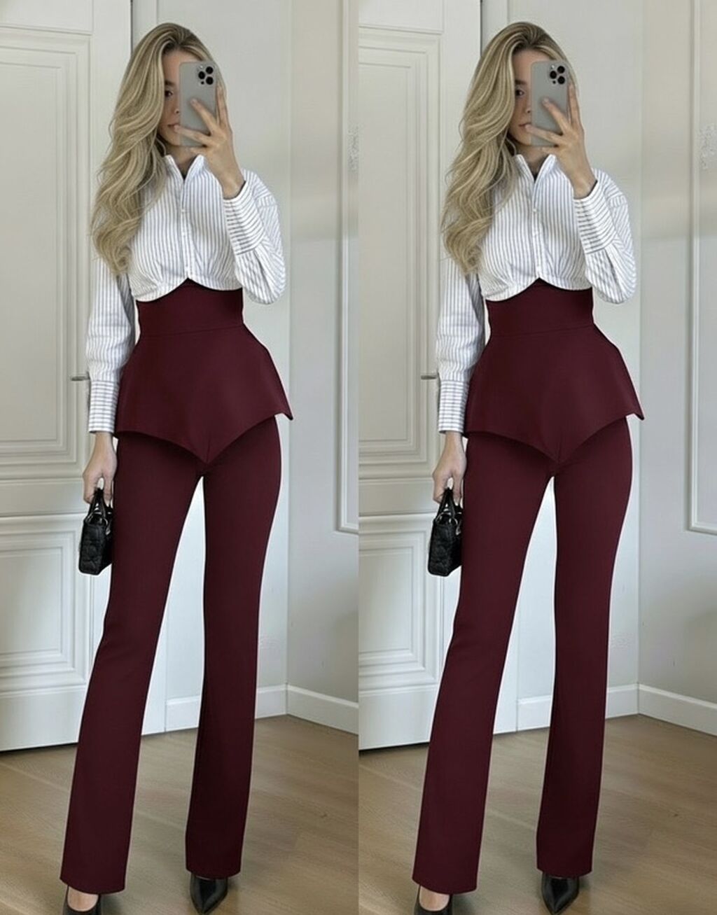   Dvodelni ženski komplet – košulja sa visokim strukom i pantalone