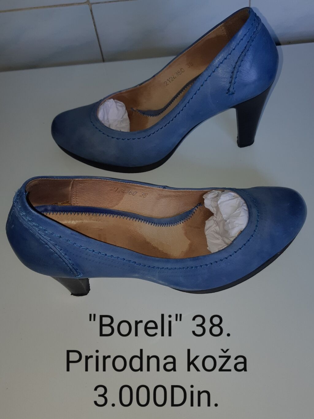 Boreli ženske salonke – broj 38 - Materijal: prava koža (gornjište i