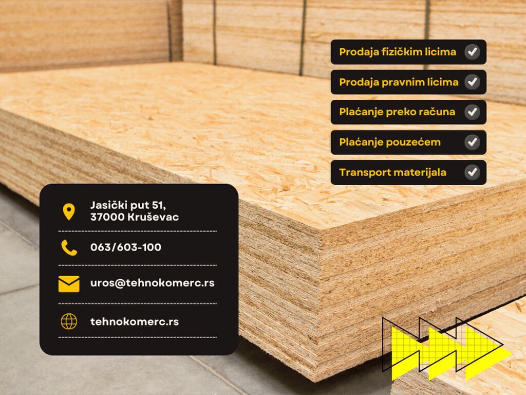 OSB (Oriented Strand Board) ploče proizvođača KRONOSPAN za internu