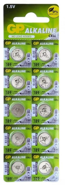 GP Alkaline dugmadne baterije – model 189 (LR54, V10GA), 1.5V Opis: -
