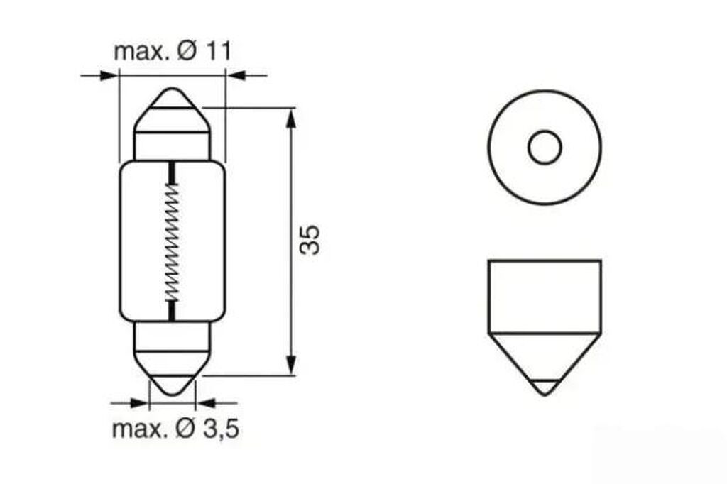 Sijalica za vozilo – C5W (SV8.5) 12V, 5W, dužina 35 mm - Tip: C5W