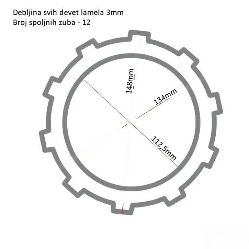 Set metalnih lamela kvačila – TRW (9 kom) - Tip: spoljne lamelice