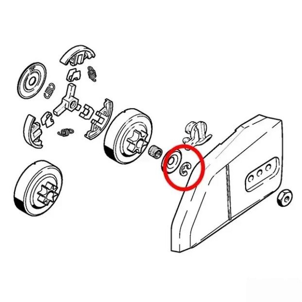Sigurnosni osigurač (E-clip) za bočni poklopac i mehanizam kočnice