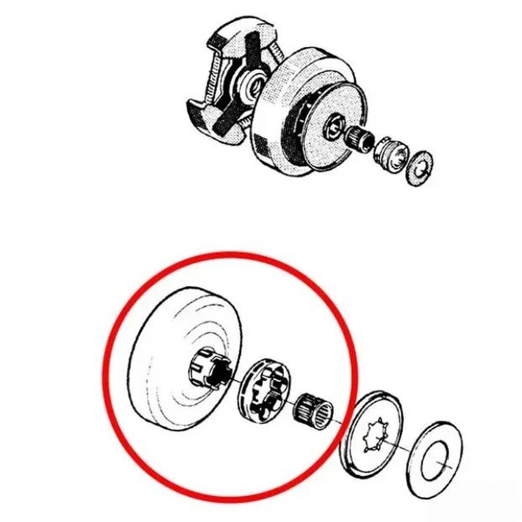 Bubanj lanca (spojnički bubanj) za motorne testere – komplet Opis: -