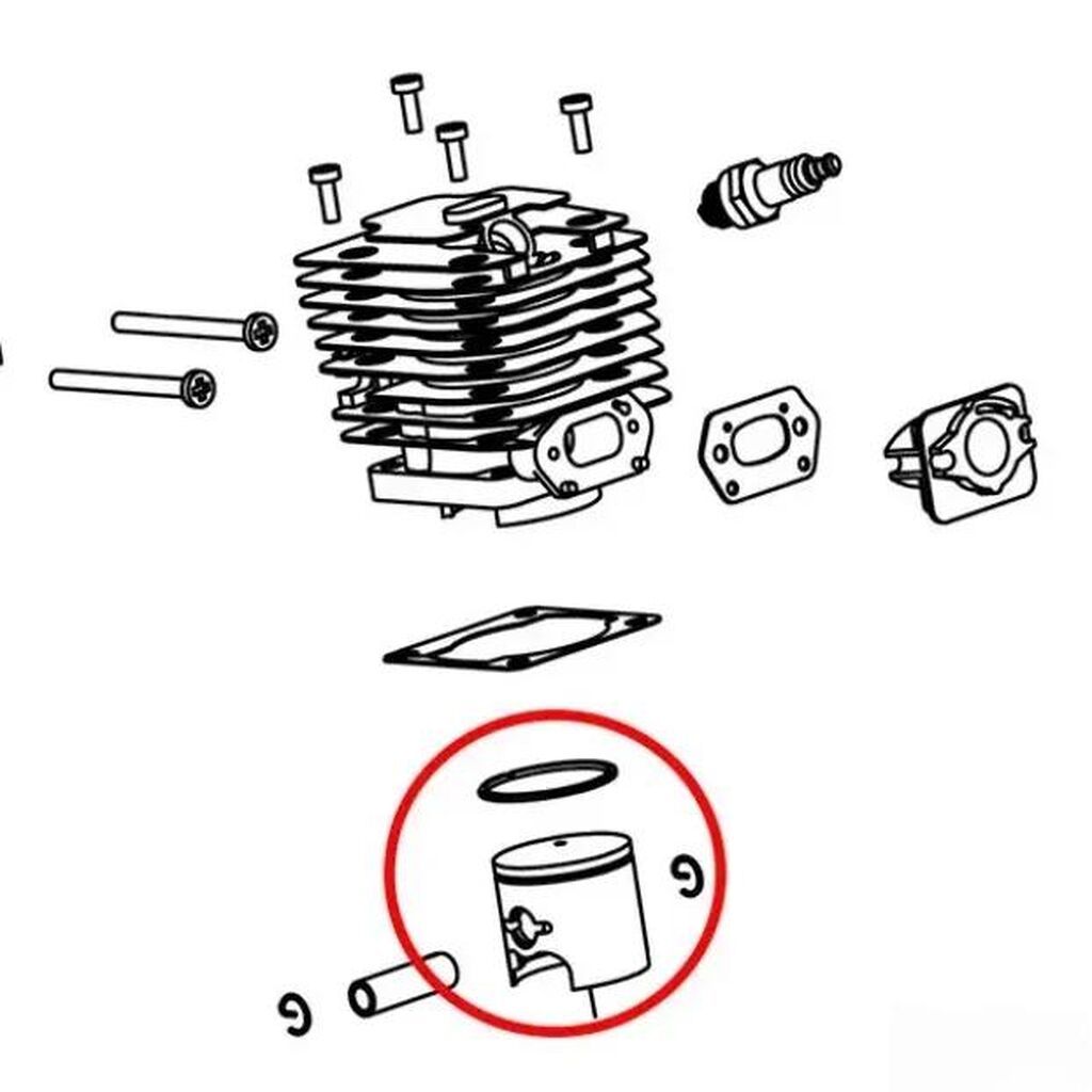 Klip set za dvotaktni motor – prečnik 40 mm Opis: - Set klipa sa