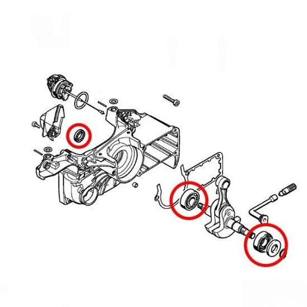 Set ležajeva i semeringa radilice za dvotaktne motorne testere Opis