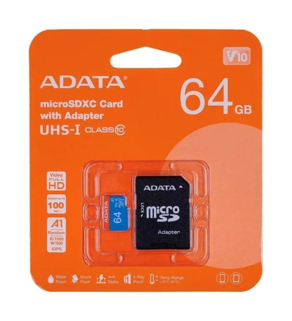 ADATA microSDXC memorijska kartica 64 GB + SD adapter - Kapacitet: 64