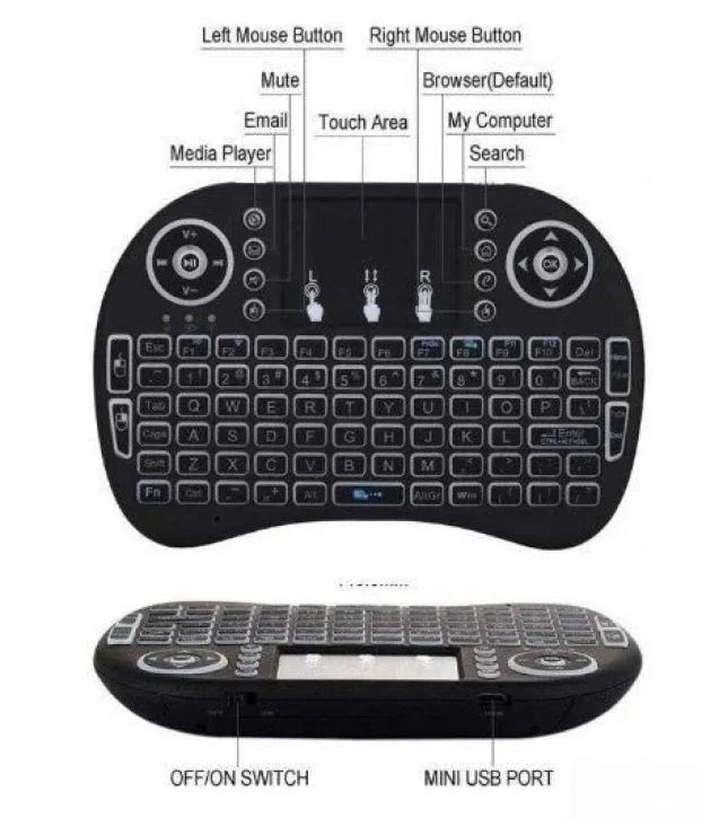 Mini bežična tastatura sa touchpadom (mini QWERTY) - Kompaktan
