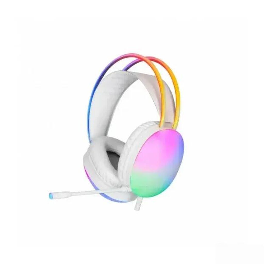 RGB gejming slušalice sa mikrofonom – bele - Prelepe over-ear