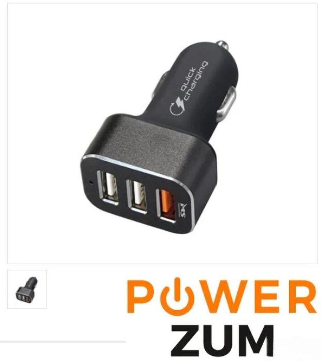 Auto punjač za upaljač (12/24V) sa 3 USB izlaza – Quick Charging -