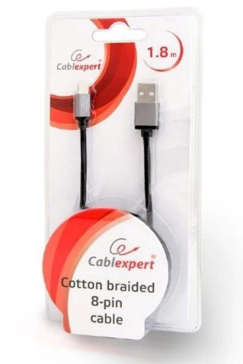Cablexpert pamučno pleteni 8-pin kabl – 1,8 m - Konektori: USB-A na