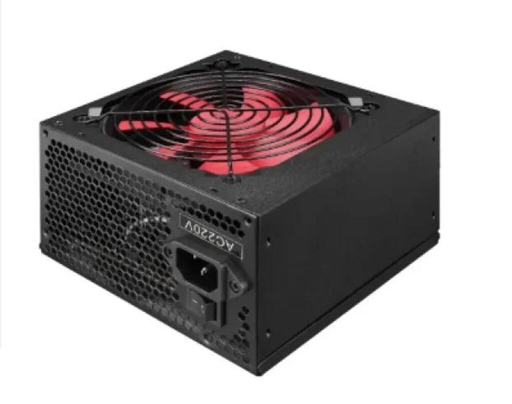 PC napajanje ATX – crni kućište sa 120 mm ventilatorom (crveni