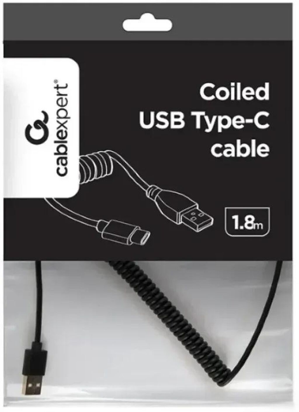 Cabloexpert spiralni USB Type‑C kabl – 1,8 m - Spiralni (coiled)