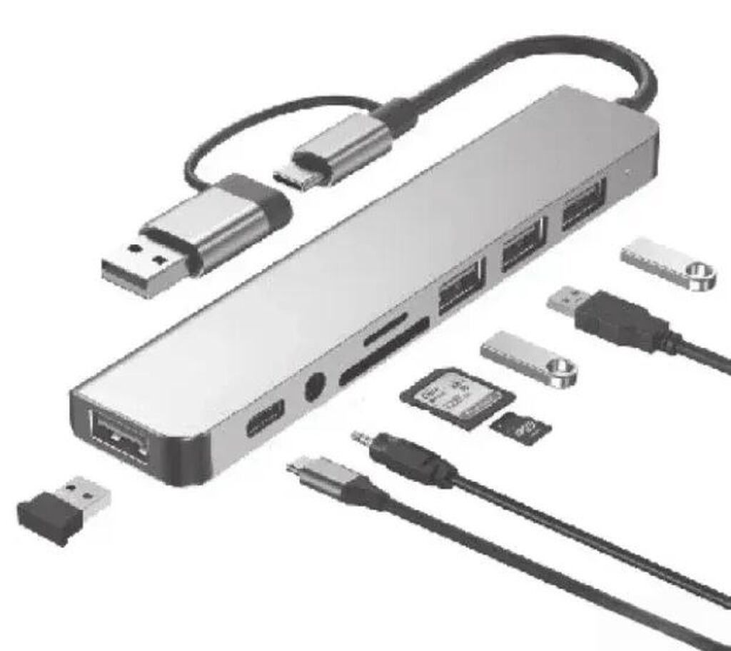 USB-C/USB 3.0 multiport hub – 6-u-1 Kompaktan aluminijumski hub koji