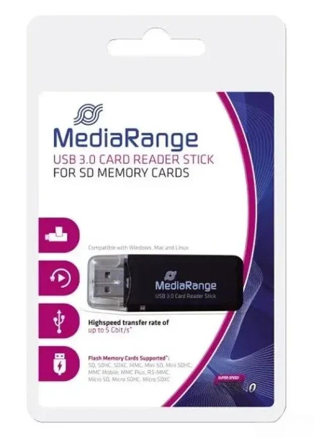 MediaRange USB 3.0 Card Reader Stick – čitač kartica za SD memorijske