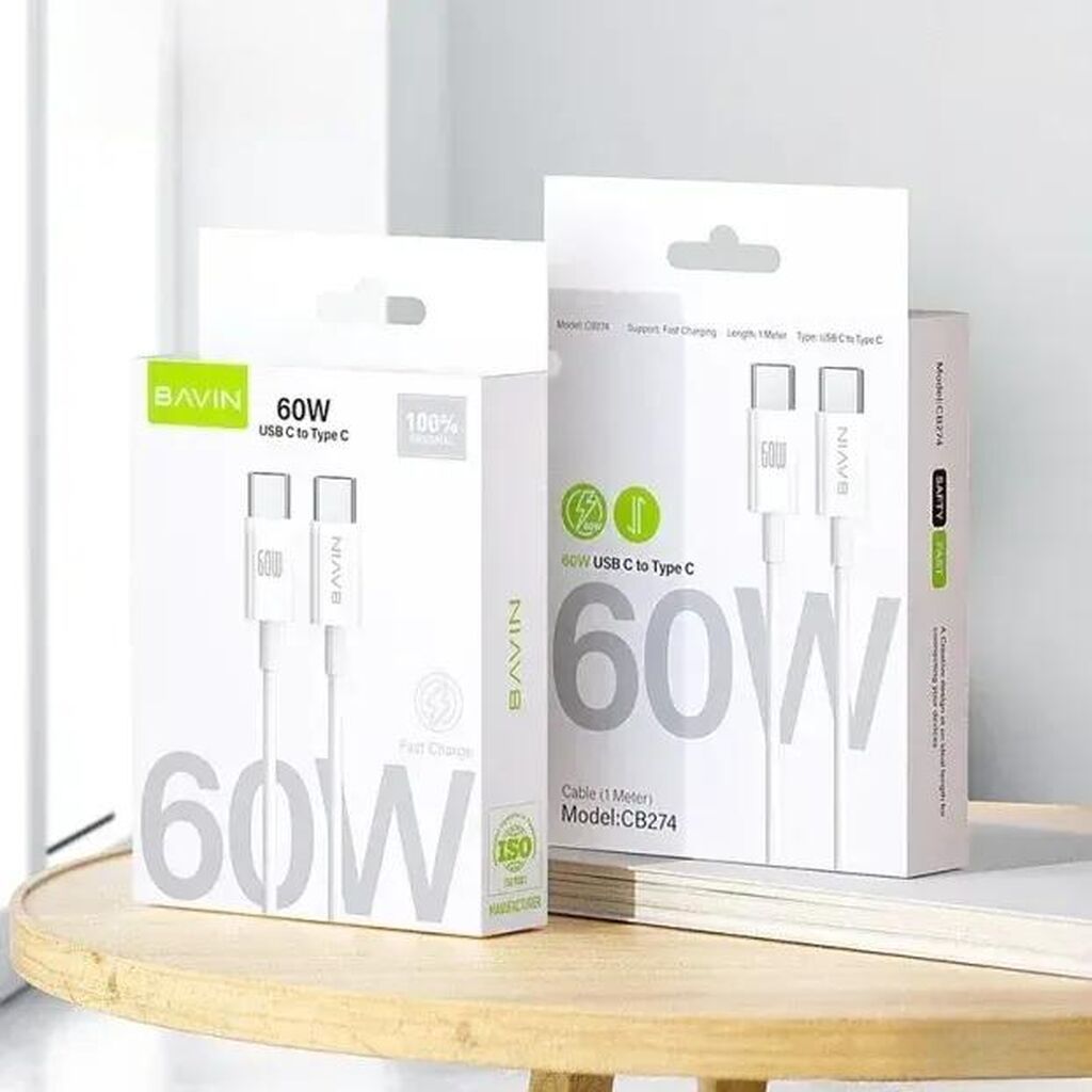 BAVIN USB-C na USB-C kabl 60W – Model CB274 - Snaga: do 60W, podržava