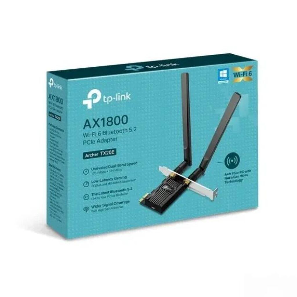TP-Link Archer TX20E AX1800 PCIe Wi‑Fi 6 + Bluetooth 5.2 adapter -