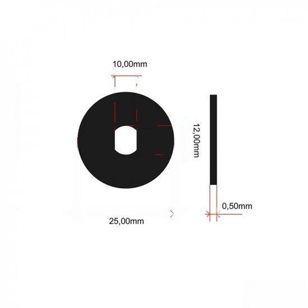 Podloška za radilicu dimenzija 25x12x0.5mm, idealna za upotrebu u