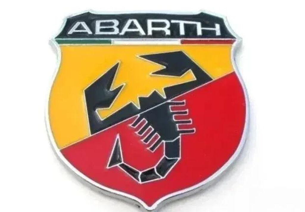 Abarth amblem/znak za automobil - Dizajn: štit u žuto-crvenoj