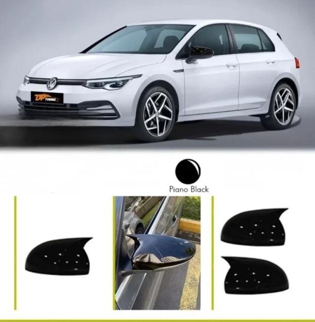 Kape/kapice retrovizora – VW Golf 8 (Mk8) – Piano Black - Set: leva +