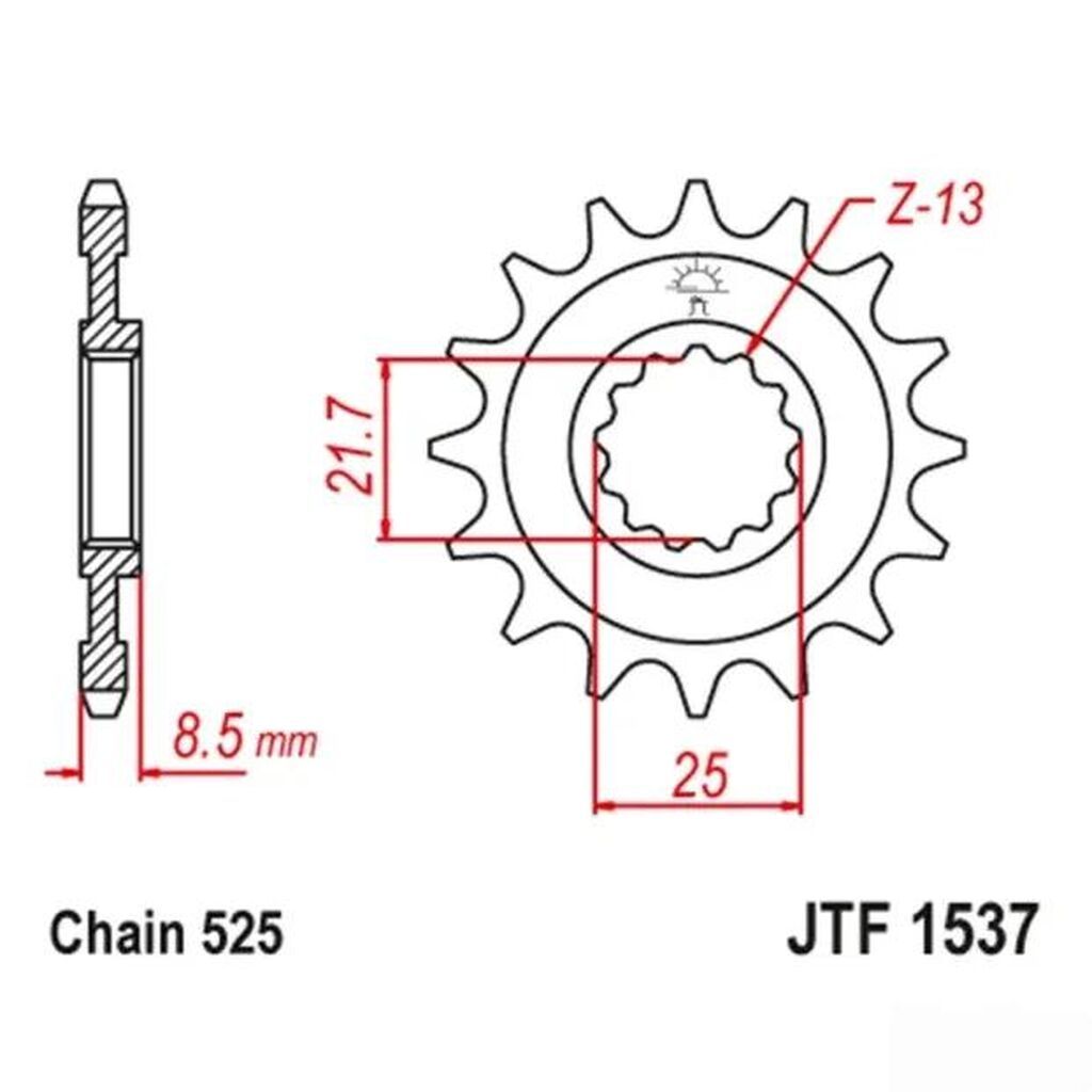 Prednji lančanik za motocikl – JTF1537 - Tip: prednji zupčanik