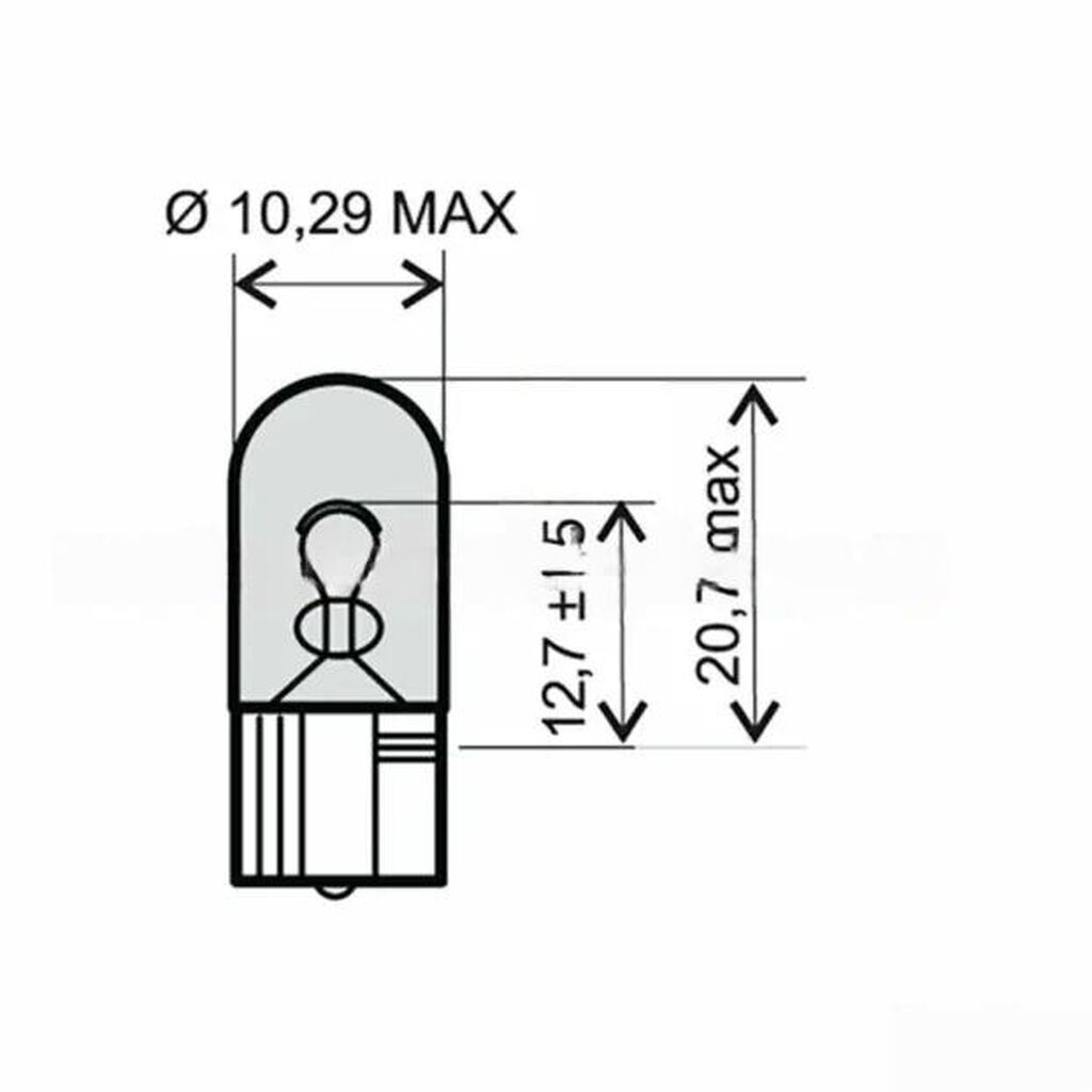 Auto sijalica T10 W5W (staklena “kap”) - Tip grla: W2.1x9.5d (T10) -