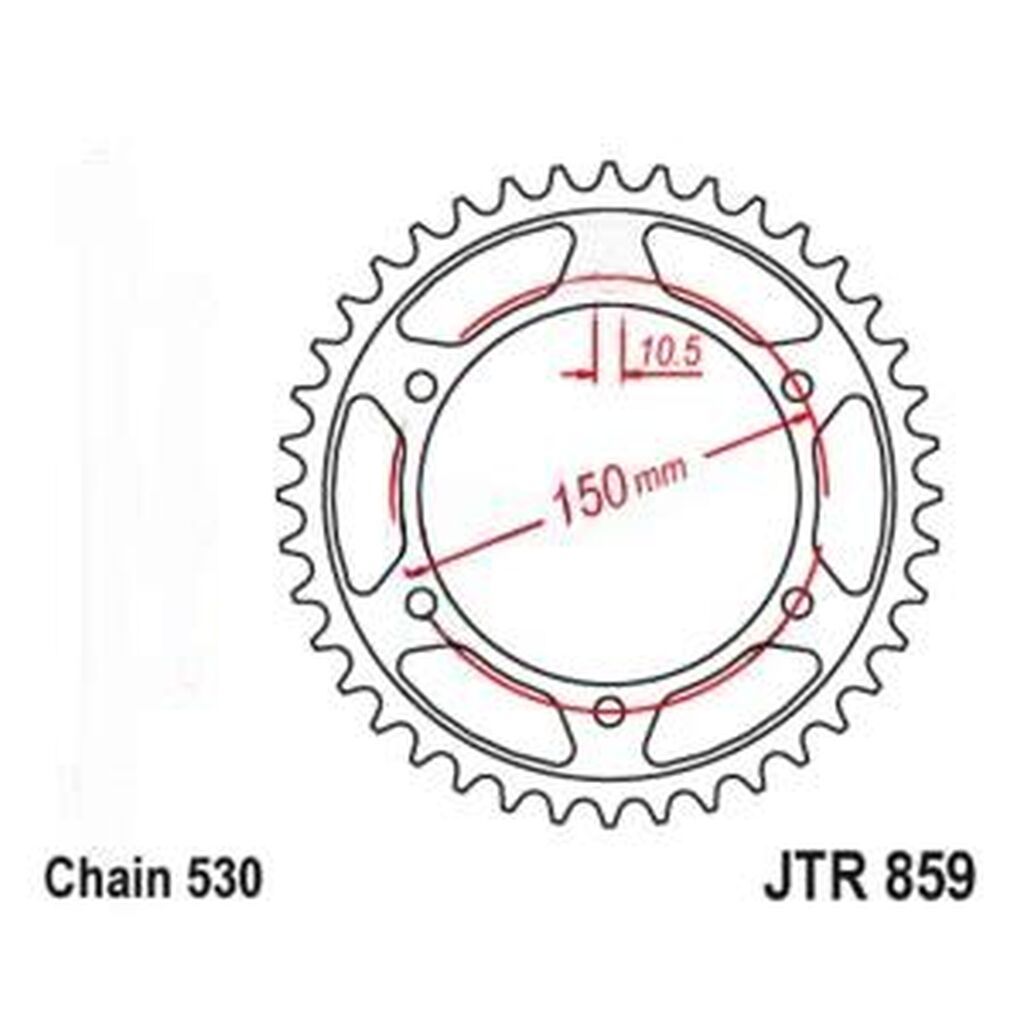Zadnji lančanik JTR 859 – za lanac 530 - Tip: zadnji čelični lančanik