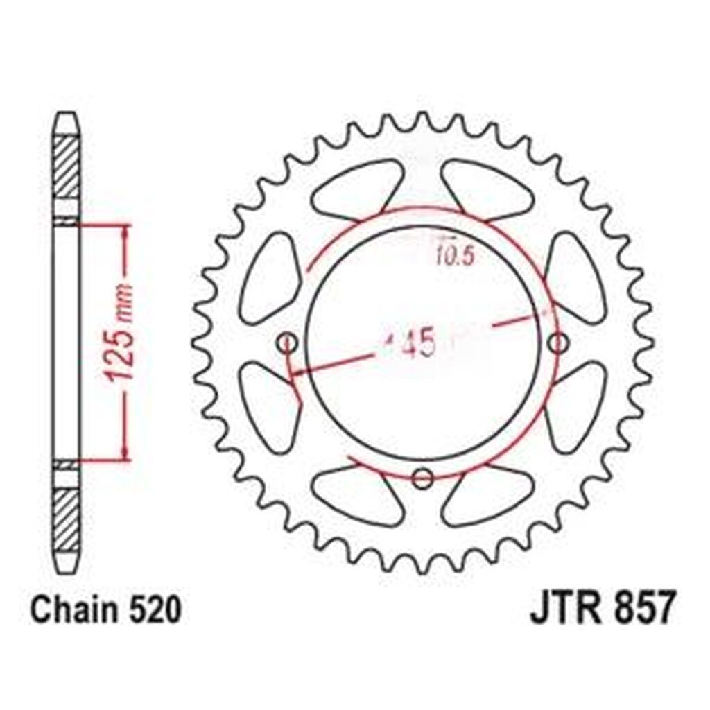 Zadnji lančanik za motocikle – JTR 857 - Tip lanca: 520 - Prečnik