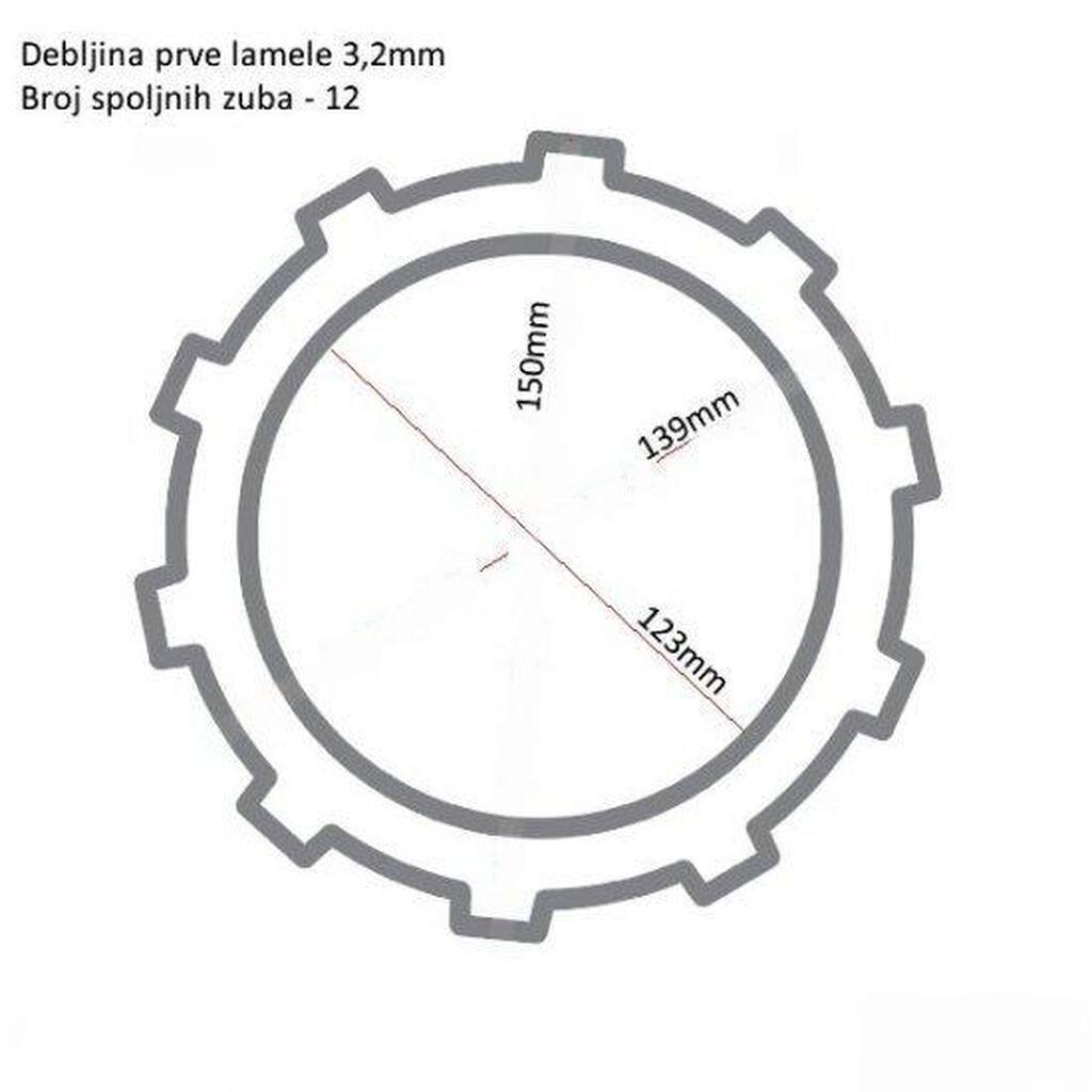 Set lamela kvačila za motocikl – 9 kom Opis: - Komplet od 9