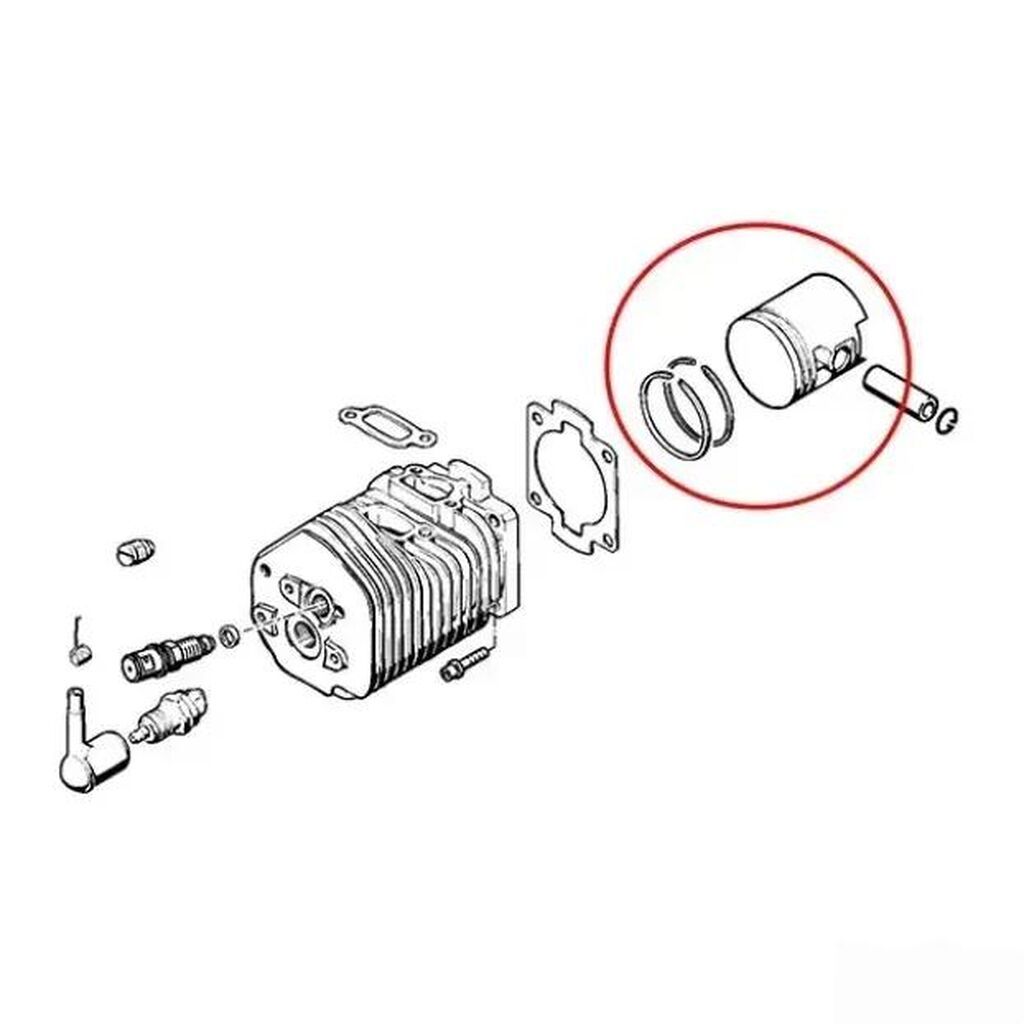 Komplet klipa za motornu testeru, uključuje klip, prstenove i